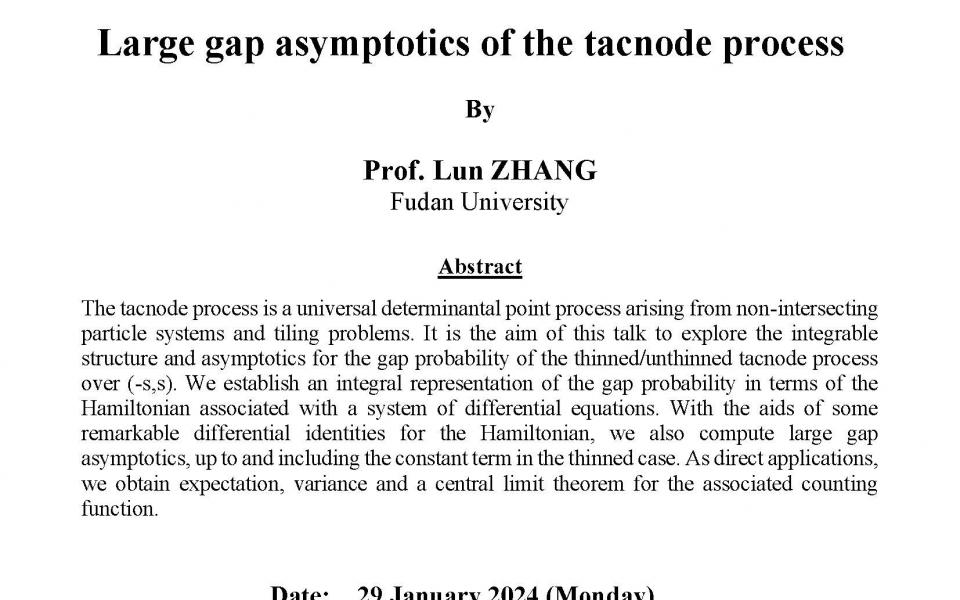 Department of Mathematics - Seminar on Probability - Large gap asymptotics of the tacnode ...